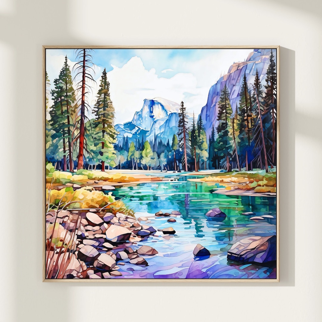 Yosemite National Park Painting Art Print Vivid Wall Art Travel Poster ...