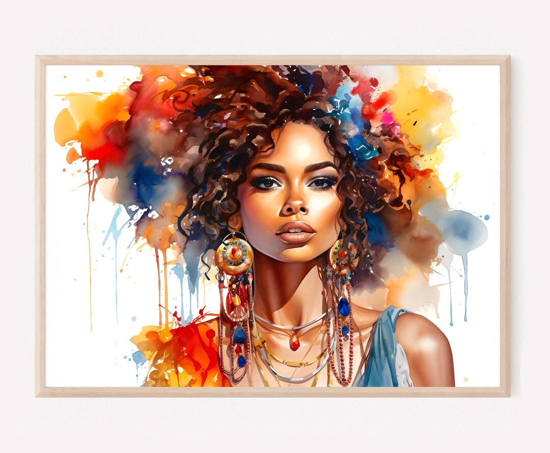 Black Woman Painting Print Original Art Poster Black Woman Portrait Painting Woman Art African ...