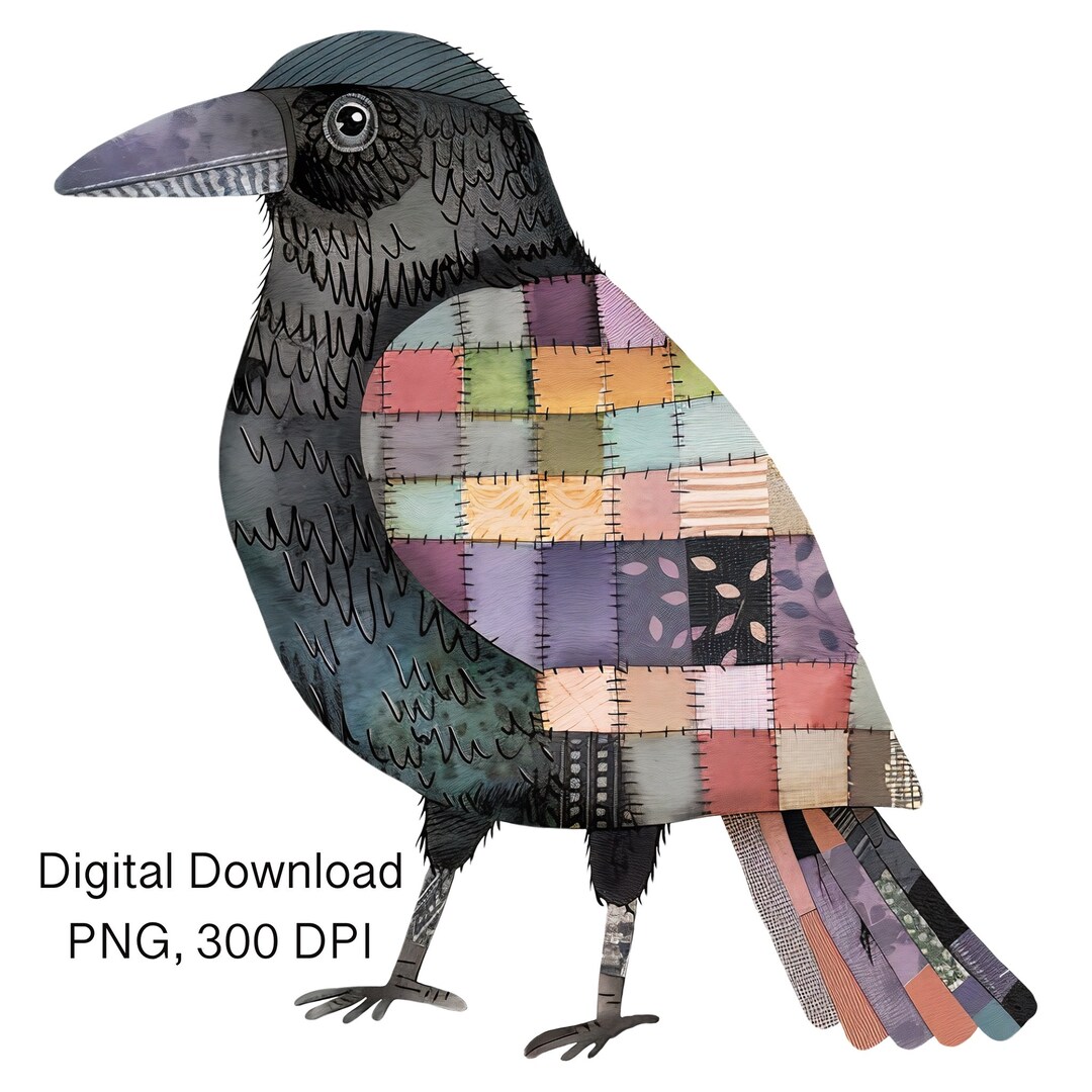 Cute Crow Watercolor Clipart Crow Spring Bird Flowers PNG Commercial ...
