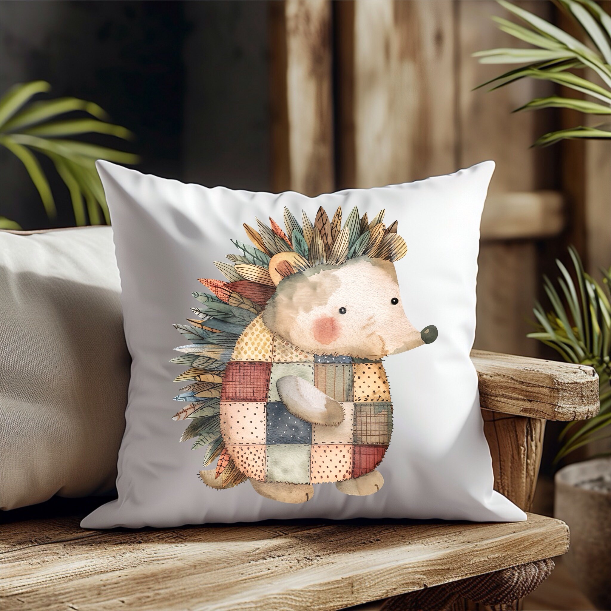 Patchwork Hedgehog Clipart, Digital Download, Printable Watercolor Clipart, Paper Crafts ...