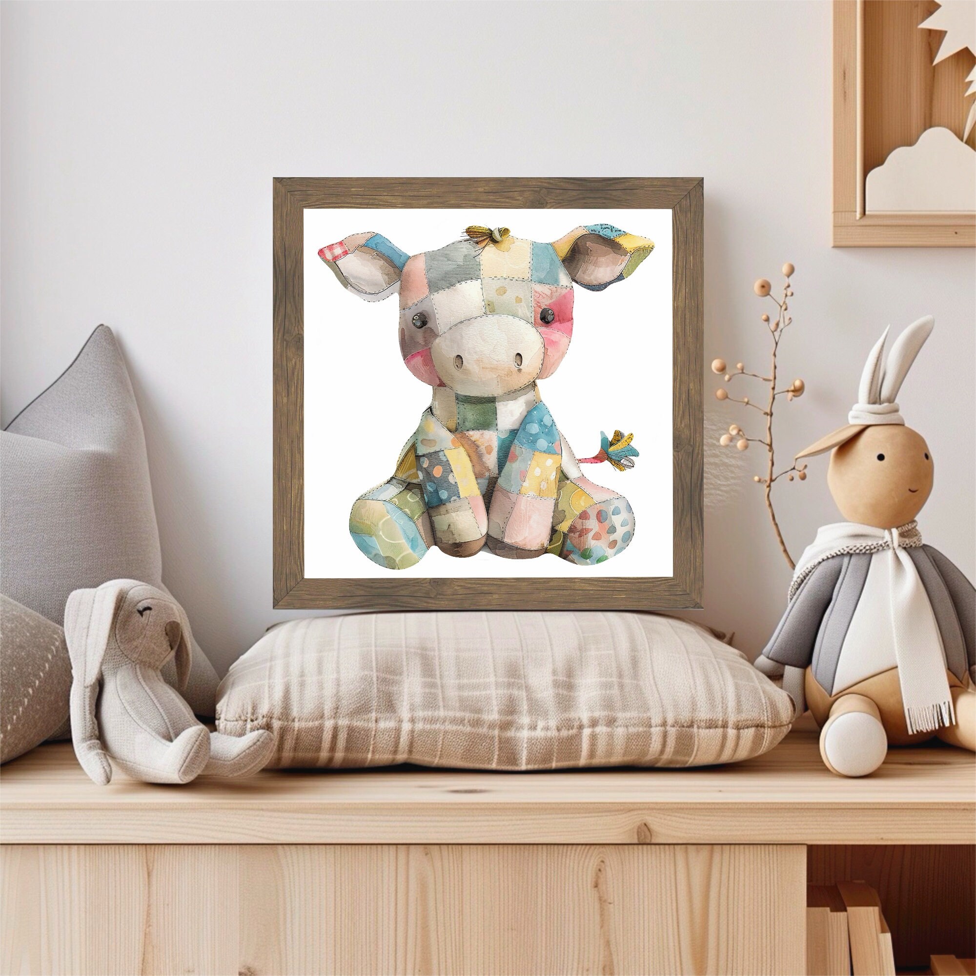 Patchwork Cow Clipart, Digital Download, Printable Watercolor Clipart ...