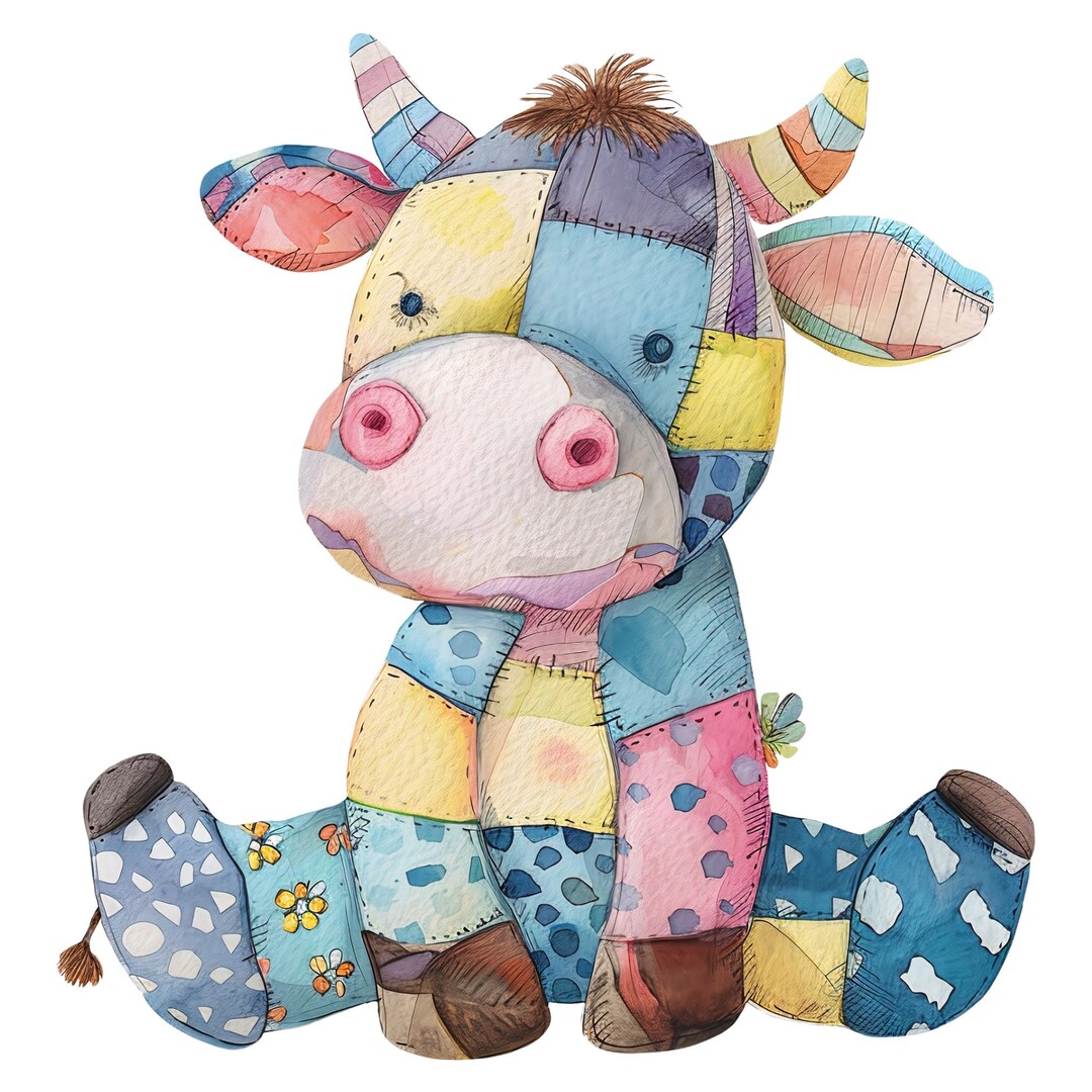 Patchwork Cow Clipart, Digital Download, Printable Watercolor Clipart ...