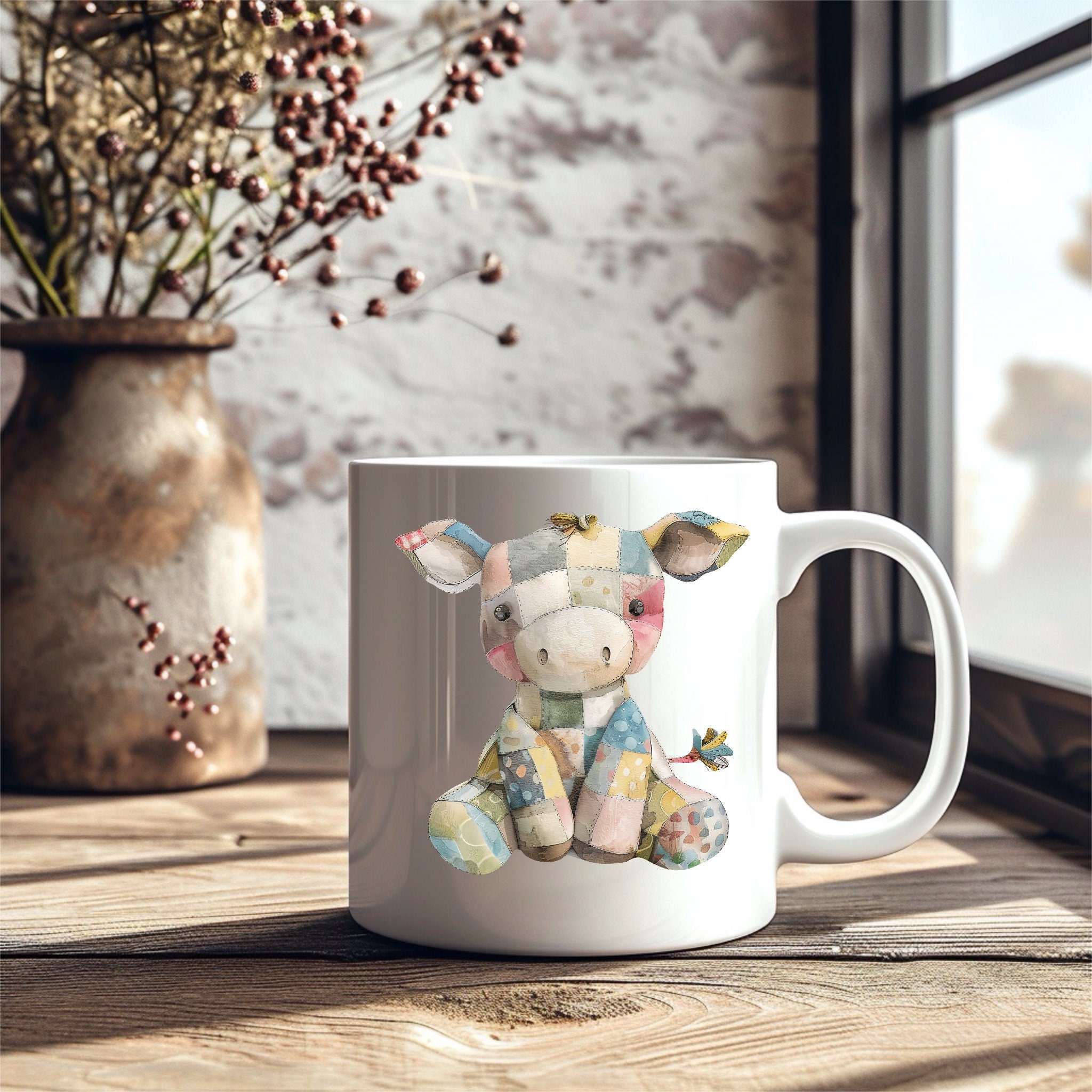 Patchwork Cow Clipart, Digital Download, Printable Watercolor Clipart ...