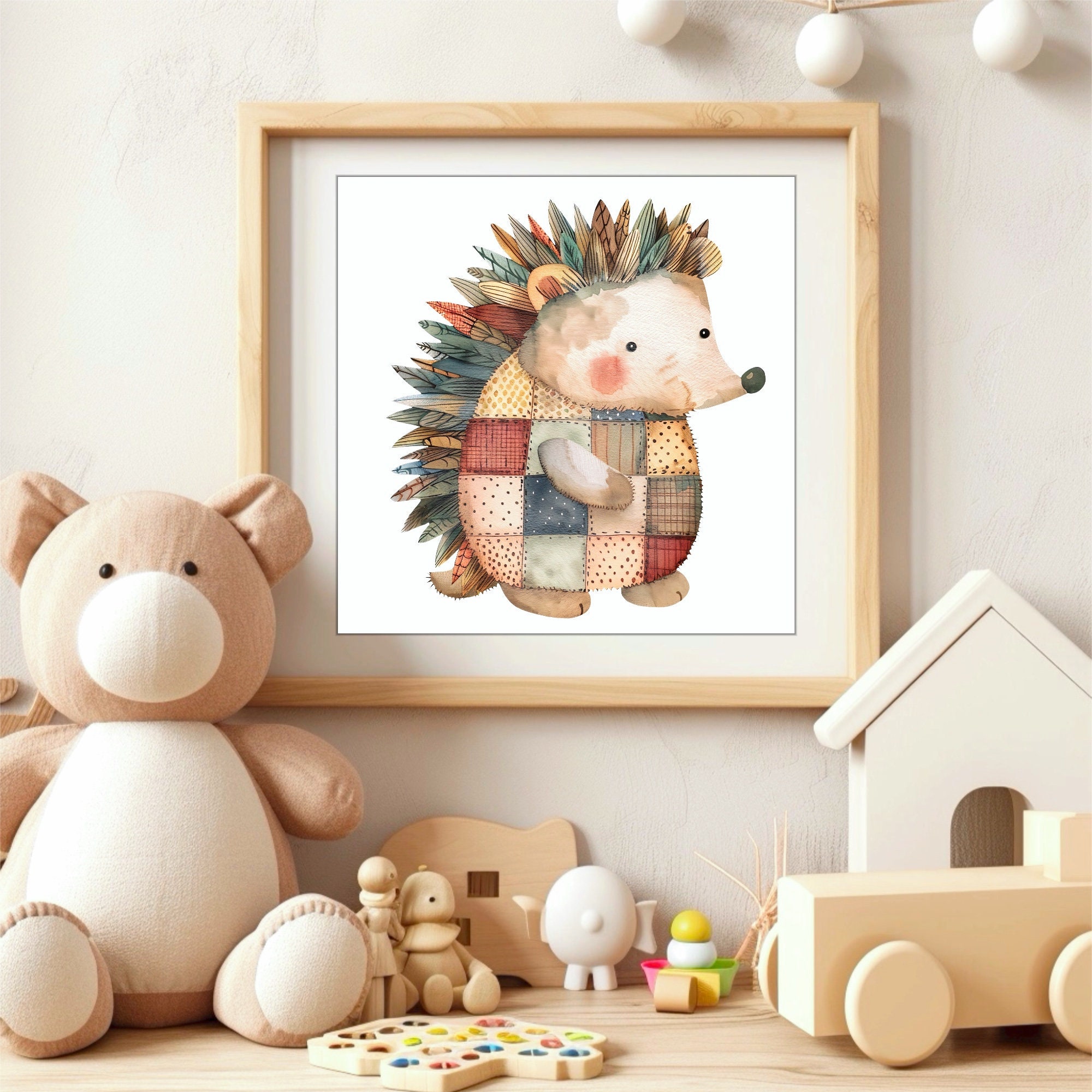 Patchwork Hedgehog Clipart, Digital Download, Printable Watercolor Clipart, Paper Crafts ...