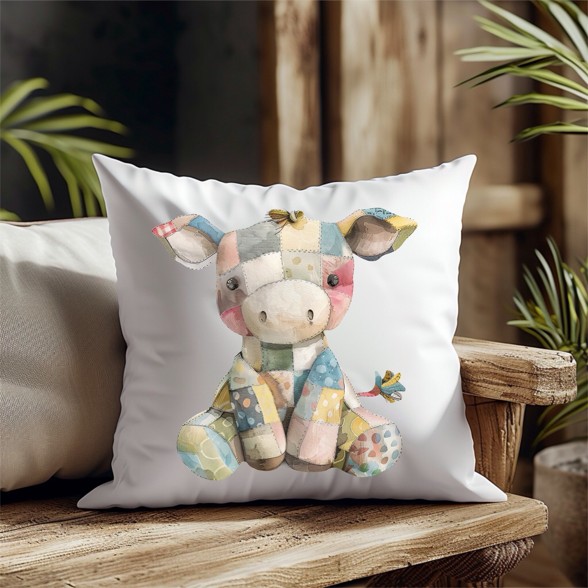 Patchwork Cow Clipart, Digital Download, Printable Watercolor Clipart ...