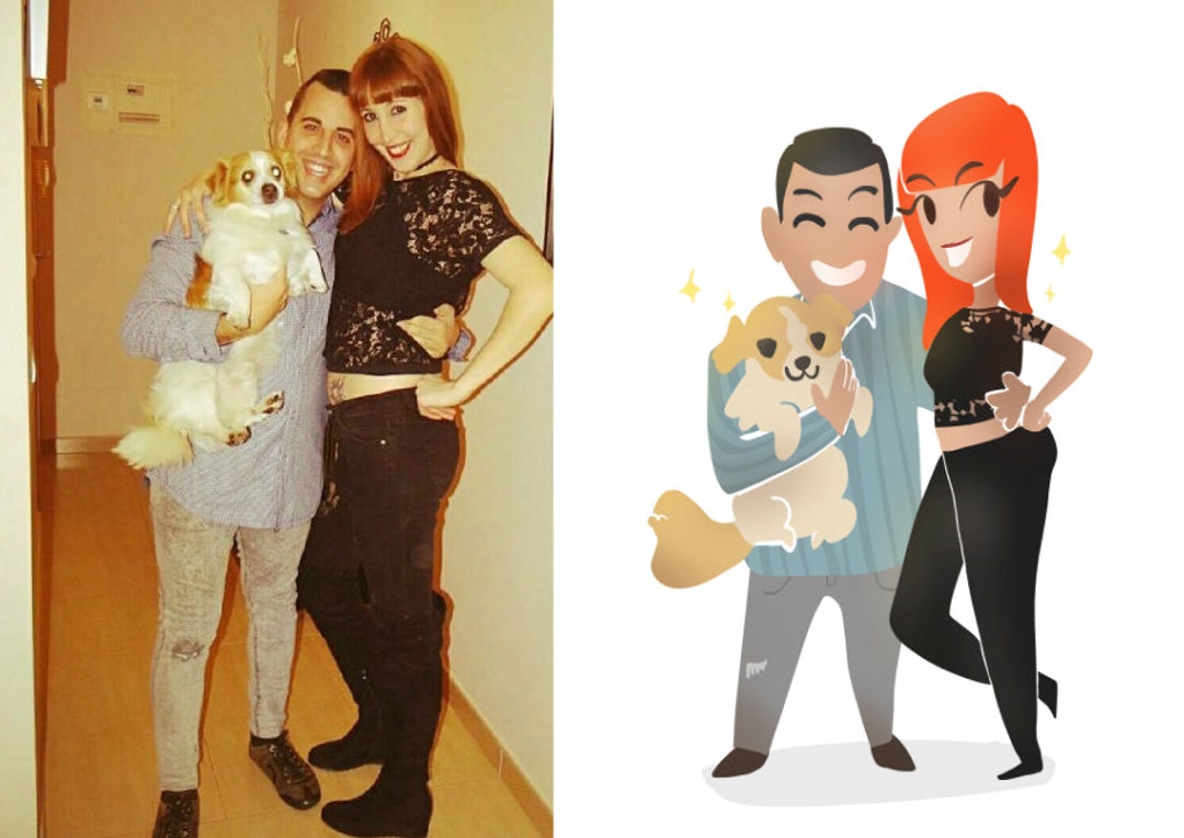 Original Cute Portrait, Custom Cute Drawing, Family and Friends Cute ...