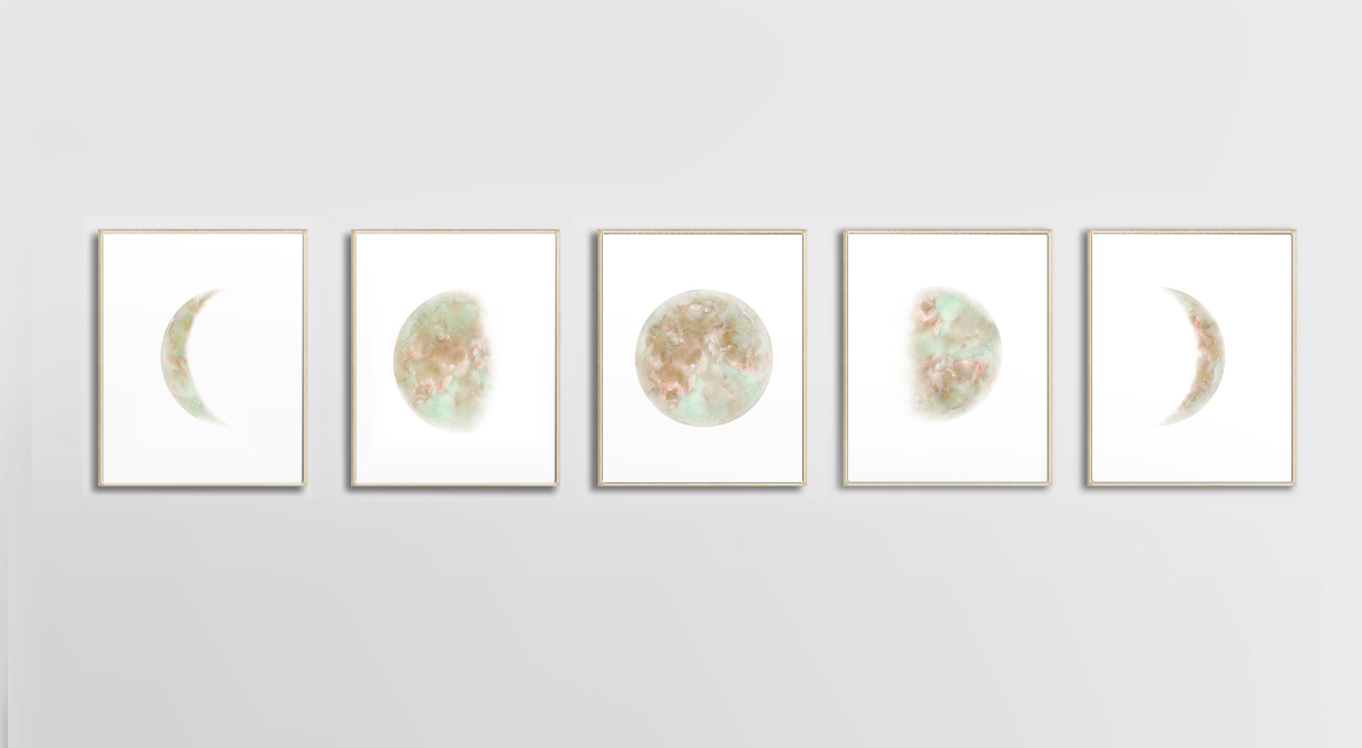 Moon Art Print Moon Phases Wall Lunar Art Colorful Moon | Etsy