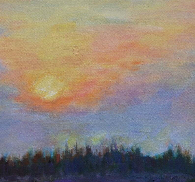 Landscape Oil Painting Sunset Painting Impressionism Oil - Etsy
