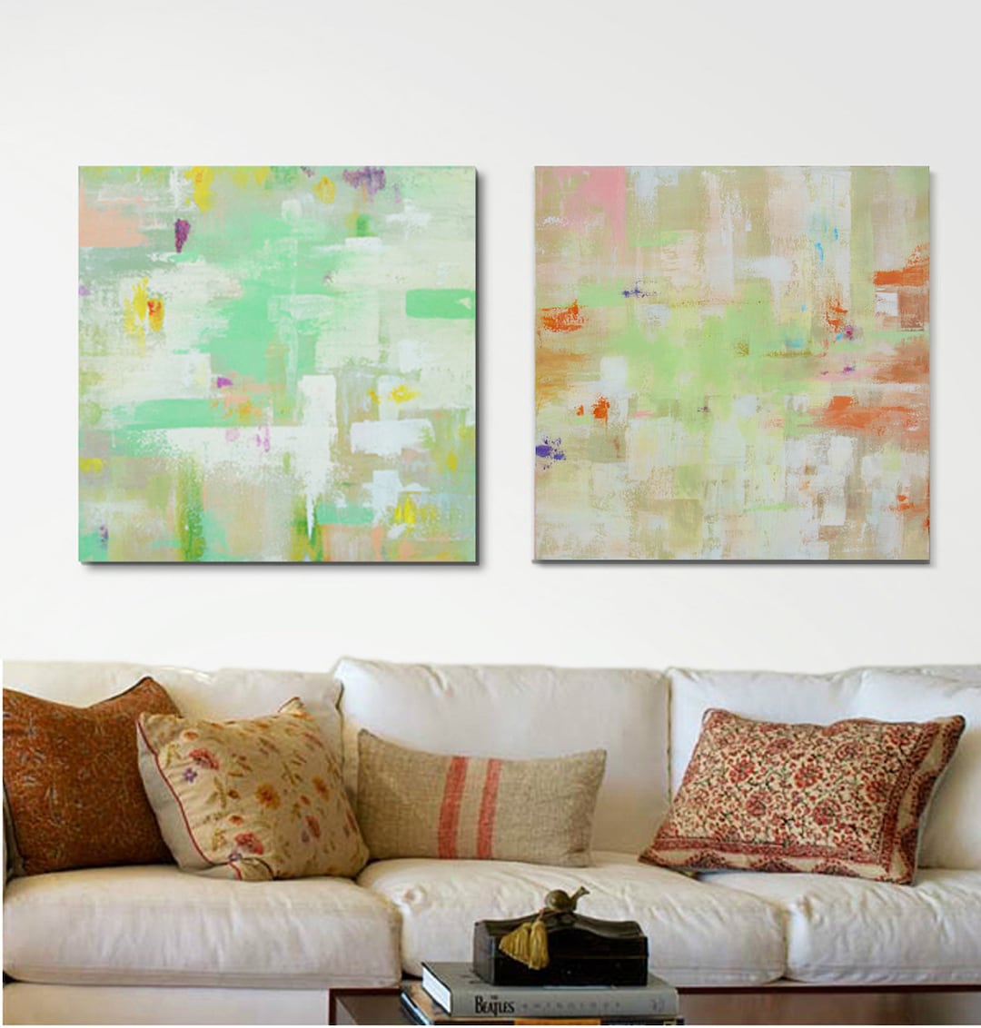 Abstract Wall Art, Abstract Painting, 2 Piece Set Canvas Art, Handmade ...