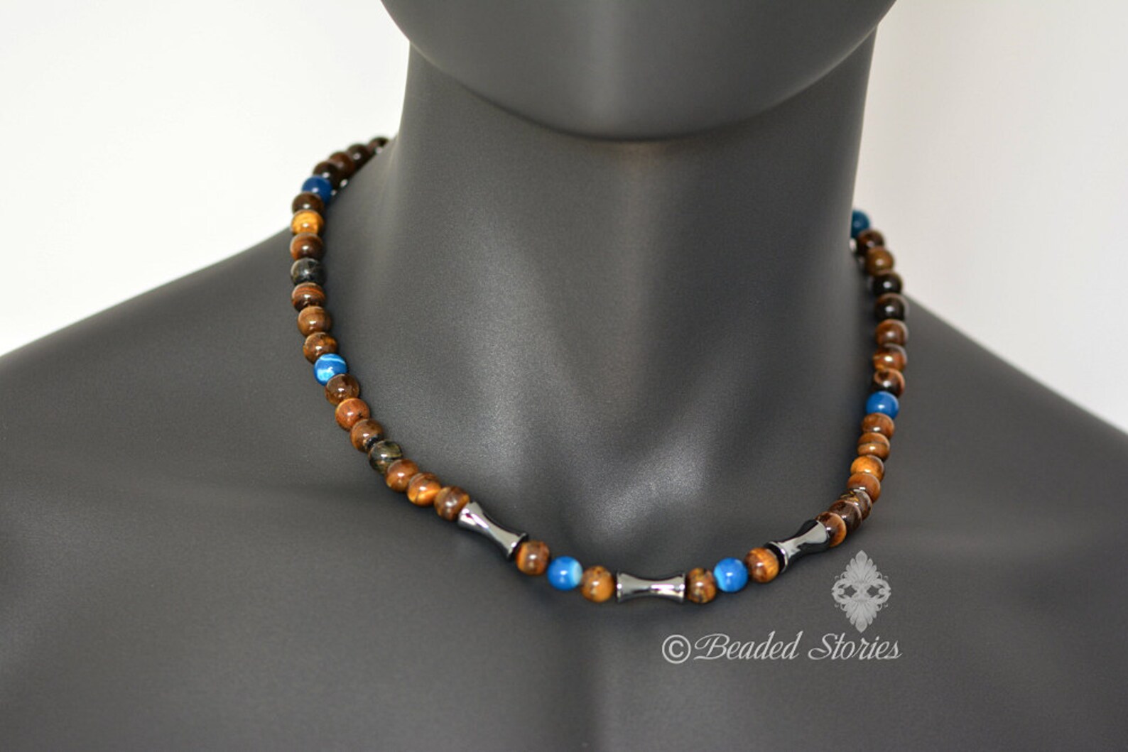 Tigers Eye Necklace for Men Mens Beaded Necklace Men's - Etsy