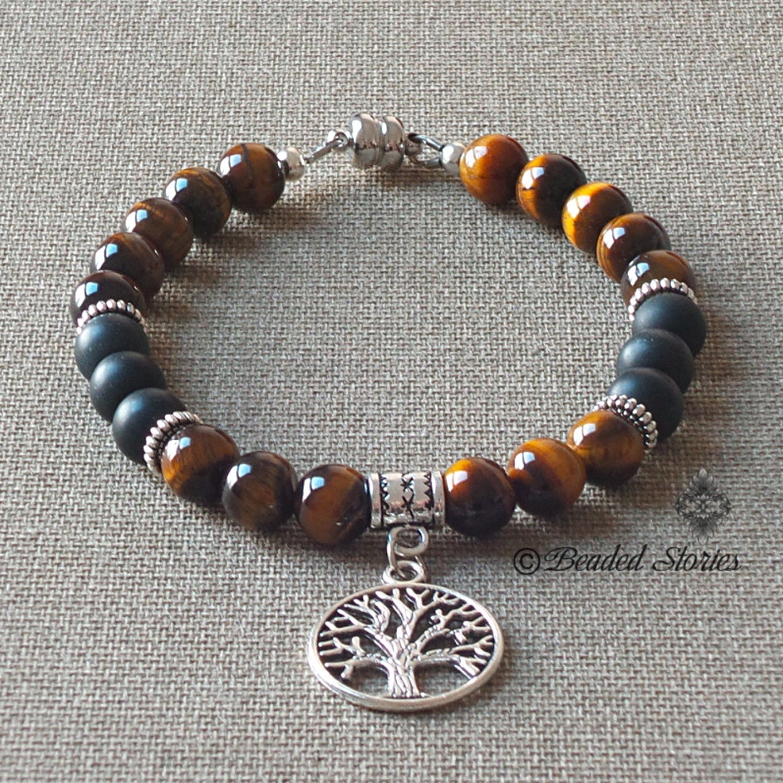 Tree of Life Bracelet Men's Beaded Bracelet Tigers Eye - Etsy