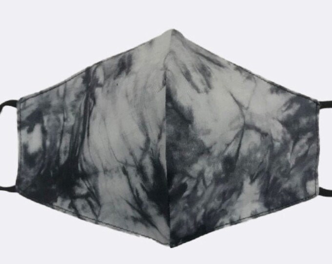 Neon Yellow Mask With Nose Wire Black Tie Dye Cotton Reusable - Etsy