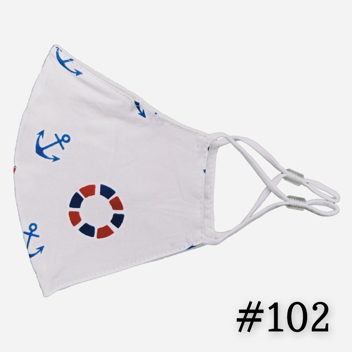 Navy Blue Nautical Anchor Print Cotton Face Mask With Nose Wire Cloth ...