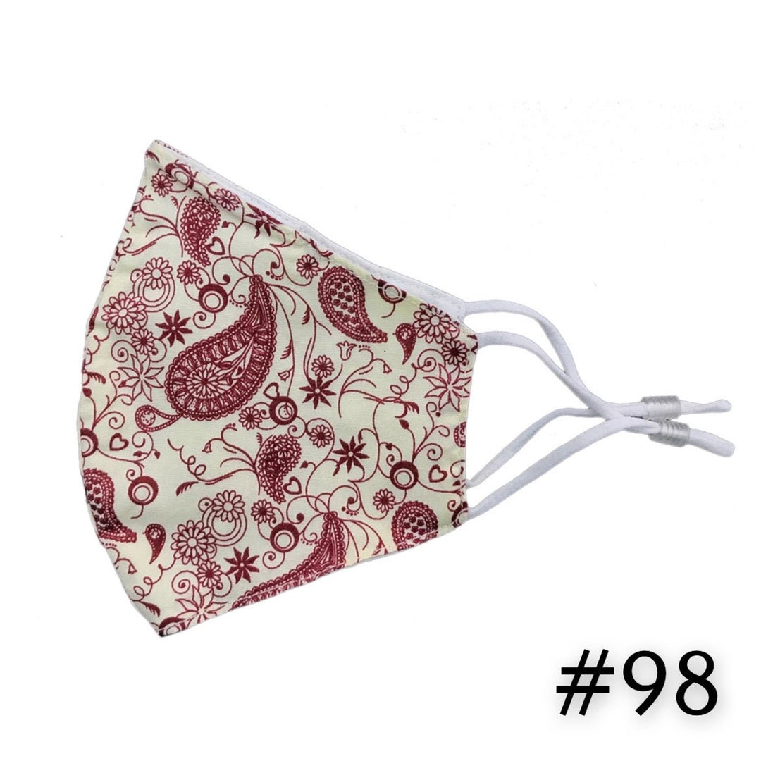 Red Paisley Cloth Double Layer Face Mask With Nose Wire Cotton Face ...