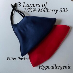 Anti-maskne Mask Hypoallergenic Face Mask 3 Layer 100% Mulberry Silk ...