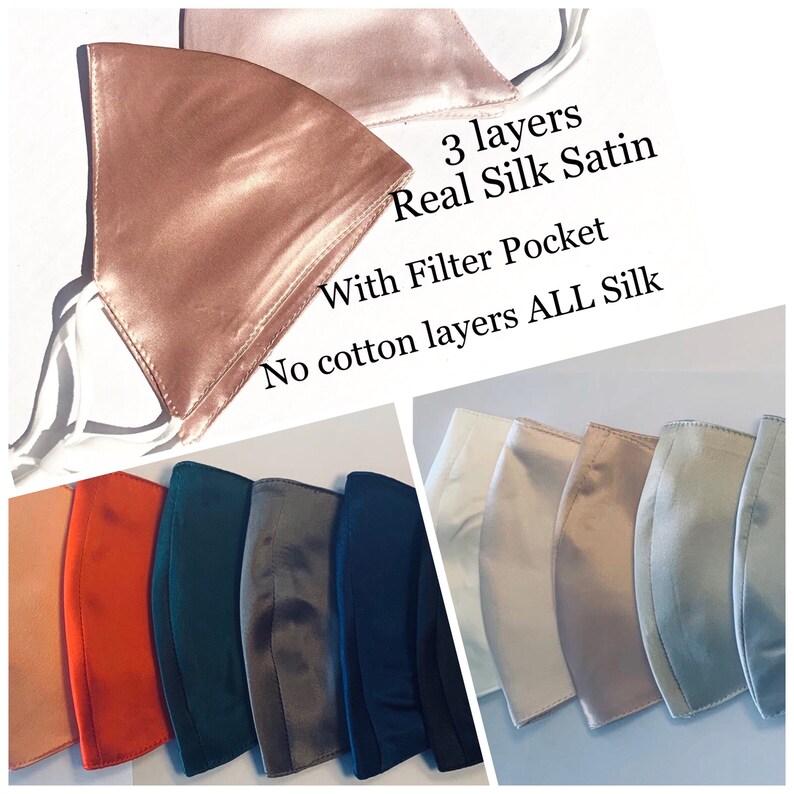 Triple layer silk face mask Wedding Silk Face Mask Women's | Etsy