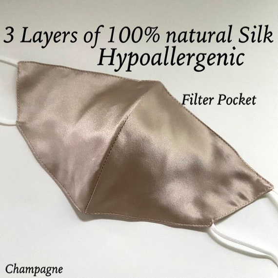 Champagne Silk Mask Nose Wire Anti-maskne Mask Hypoallergenic - Etsy