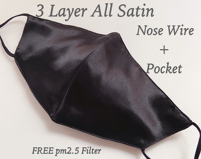Triple Layer Mulberry Silk Face Mask Silk Bridesmaid Wedding Face Mask ...