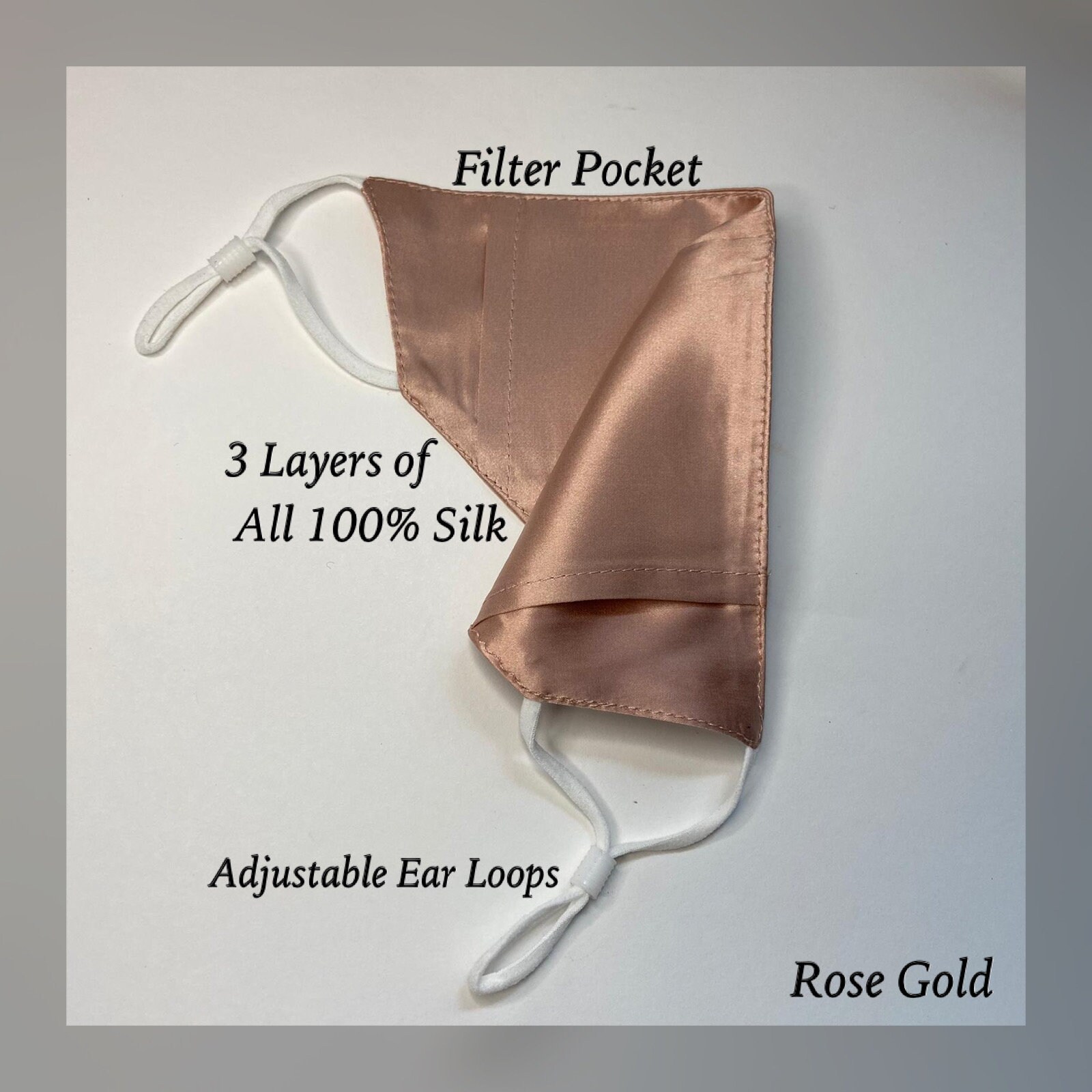3 Layer 100% Natural Silk Satin Mask Filter Pocket Satin Mask Sensitive ...