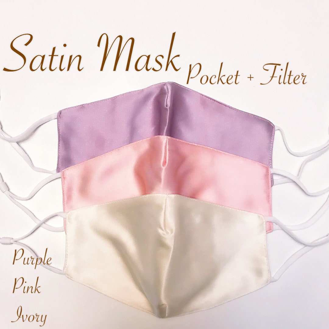 Pink Satin Masks Wedding Masks Bridesmaid Bride Masks 2 Layer Filter ...