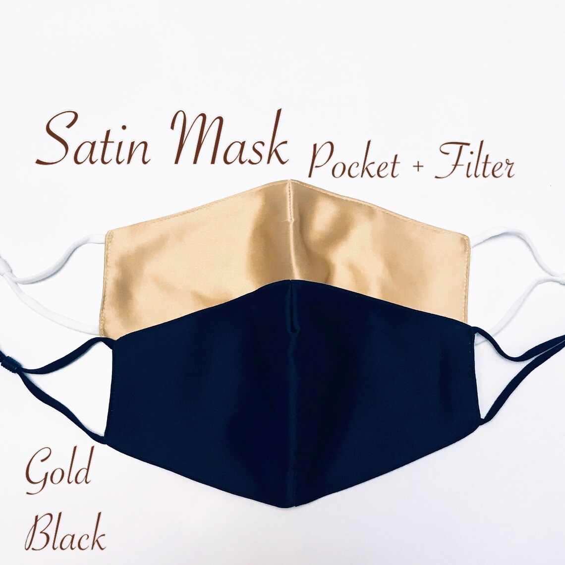 Blue Satin Masks Satin Face Masks Blue Bridesmaid Bride Mask 2 Layer Filter Pocket Mask Luxury ...