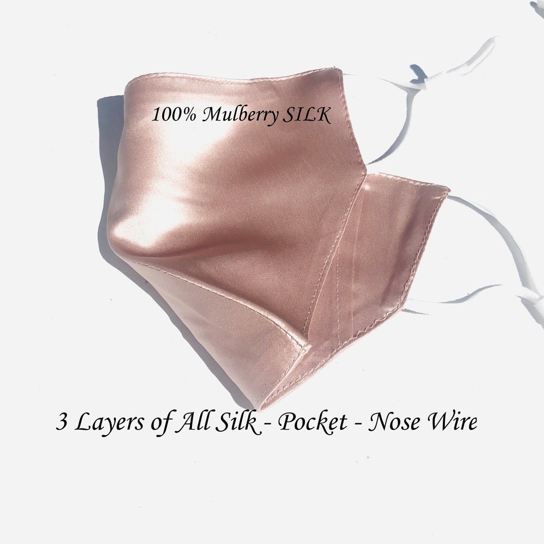 Blush HYPOALLERGENIC Silk Mask 3 Layer 100% Natural Face Mask Filter ...