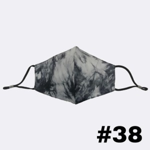 Neon Yellow Mask With Nose Wire Black Tie Dye Cotton Reusable Face Mask ...