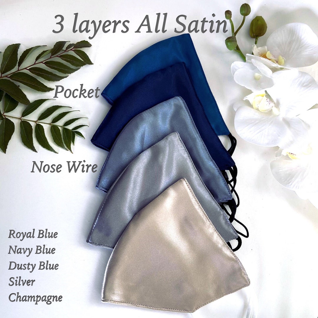 Blue Satin Masks Navy Indigo Royal Blue Mask Bridesmaid Masks Wedding ...