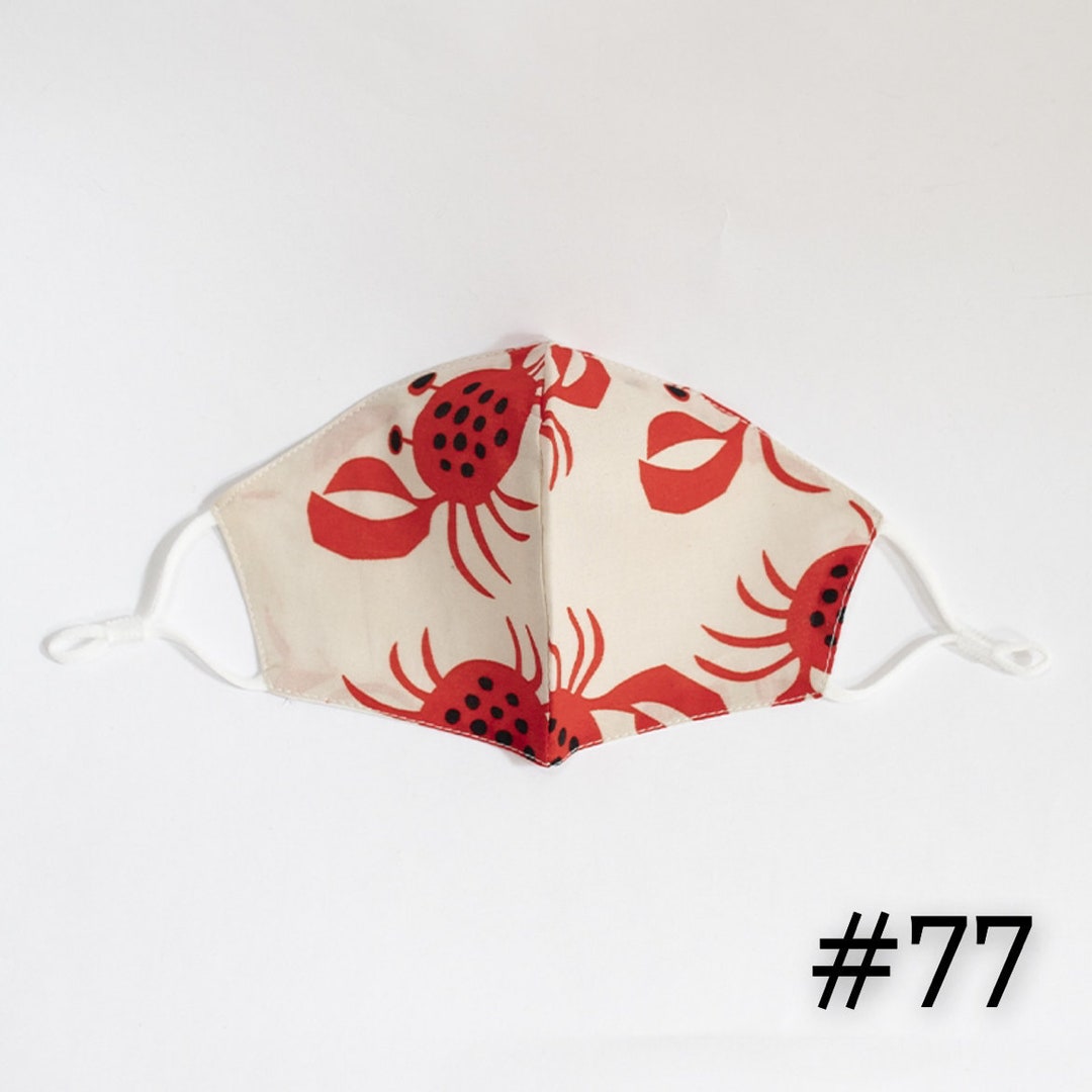 Crab Print Children's Fabric 2 Layer Face Mask With Nose Wire and ...