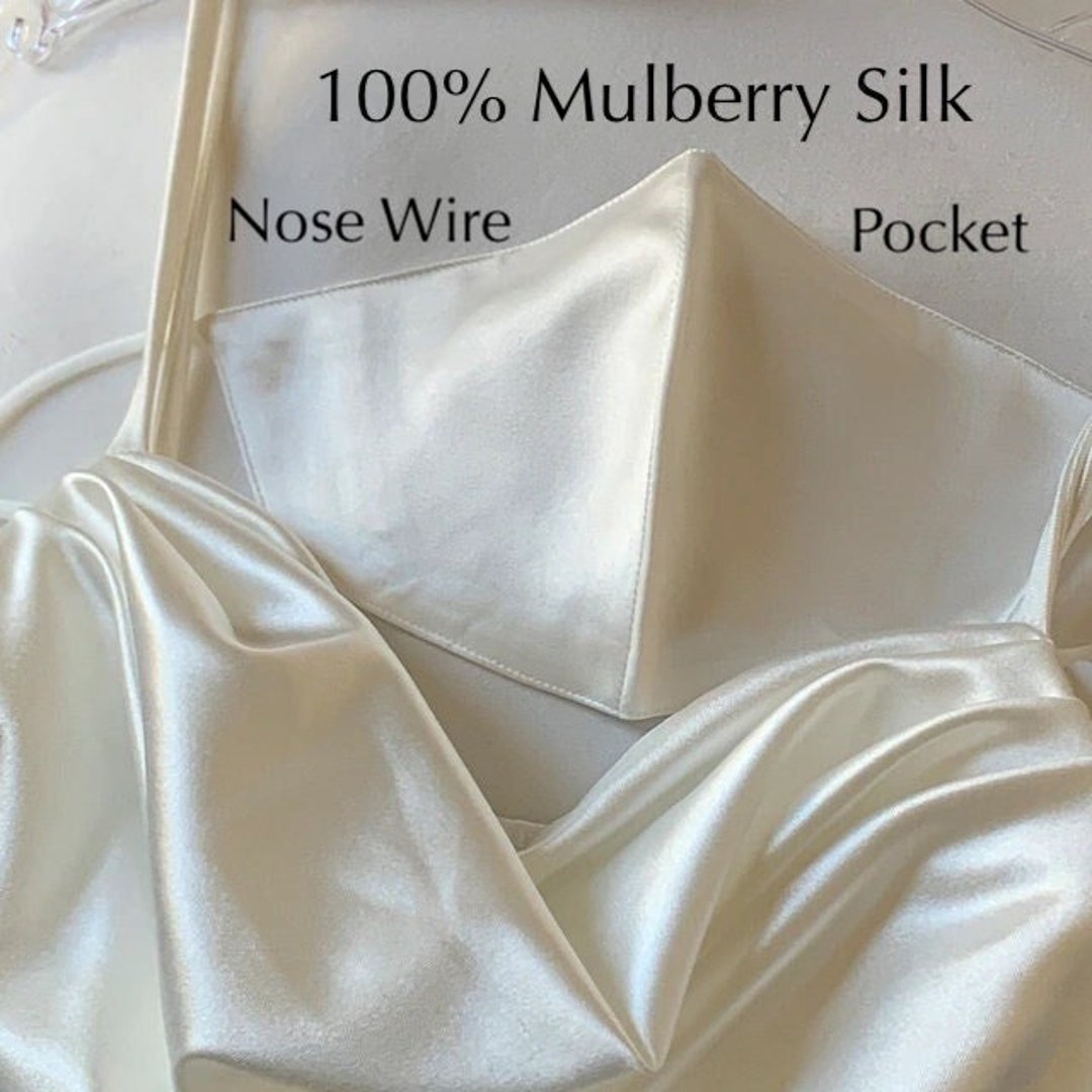 White SILK Mask Bride Face Mask Triple Layer Mulberry Silk Face Mask ...