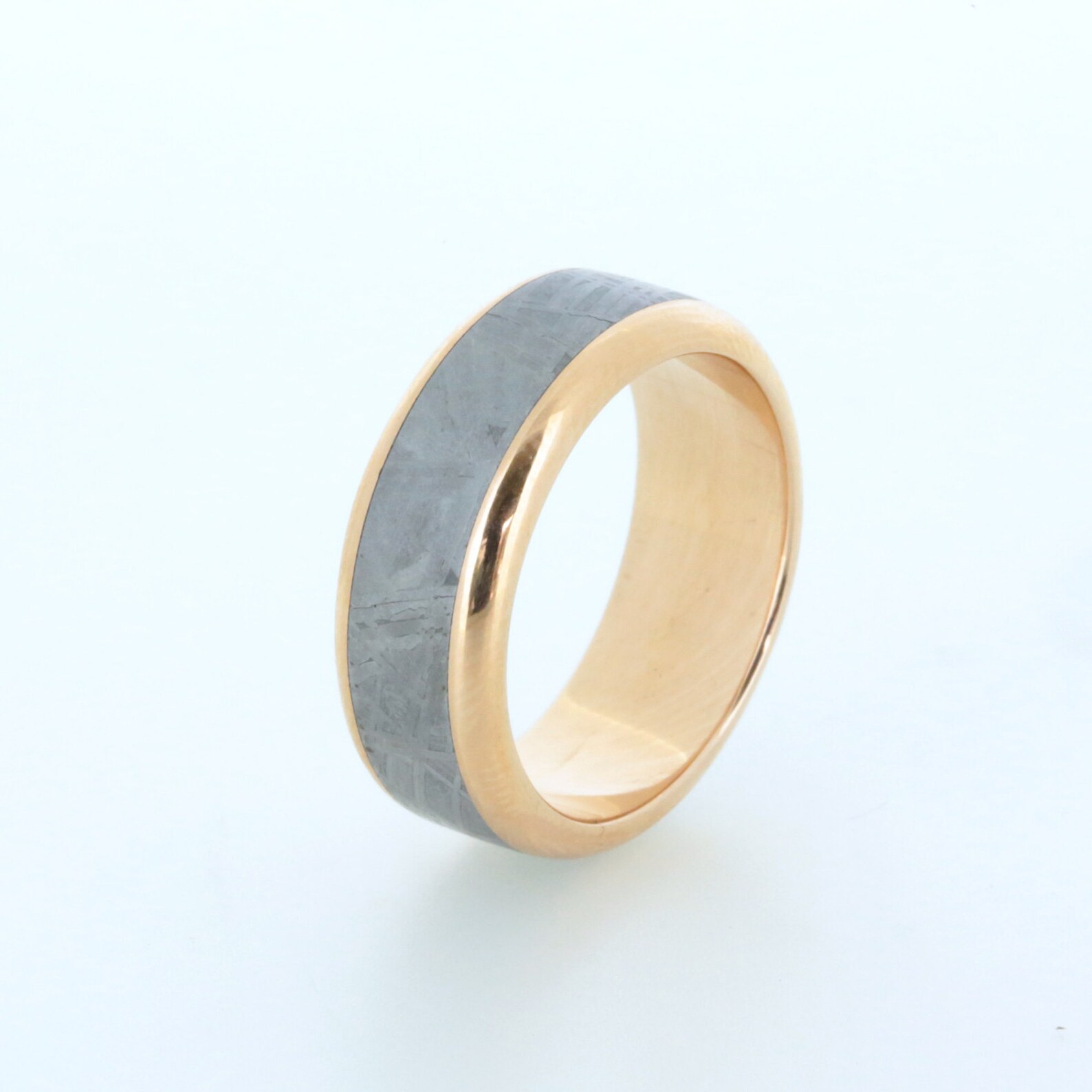 Meteorite Wedding Band Modern Round-edge Meteorite Ring With - Etsy