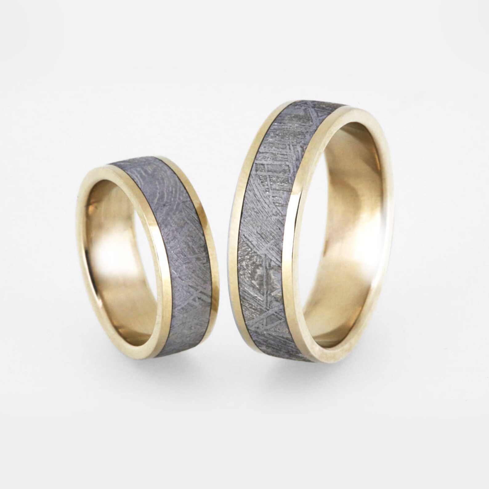 Meteorite Wedding Band Meteorite Ring With 18k White Gold - Etsy