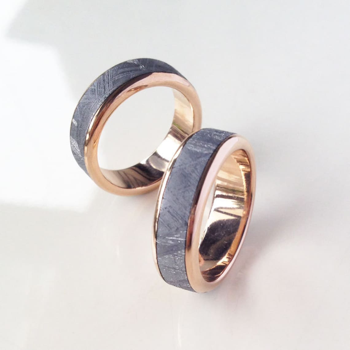 Meteorite Wedding Band Modern Round-edge Meteorite Ring With - Etsy