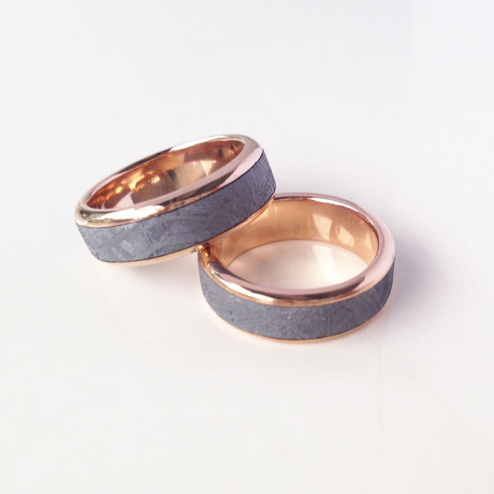 Meteorite Wedding Band Modern Round-edge Meteorite Ring With - Etsy