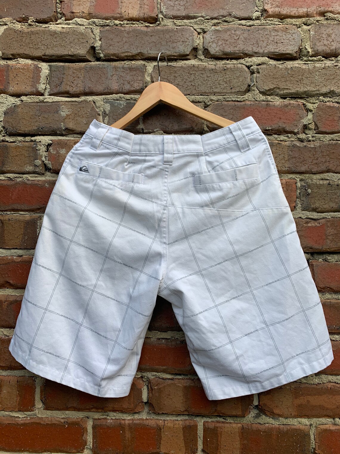 Vintage Quiksilver Check Shorts White With Grey Check Lines Size 30 - Etsy