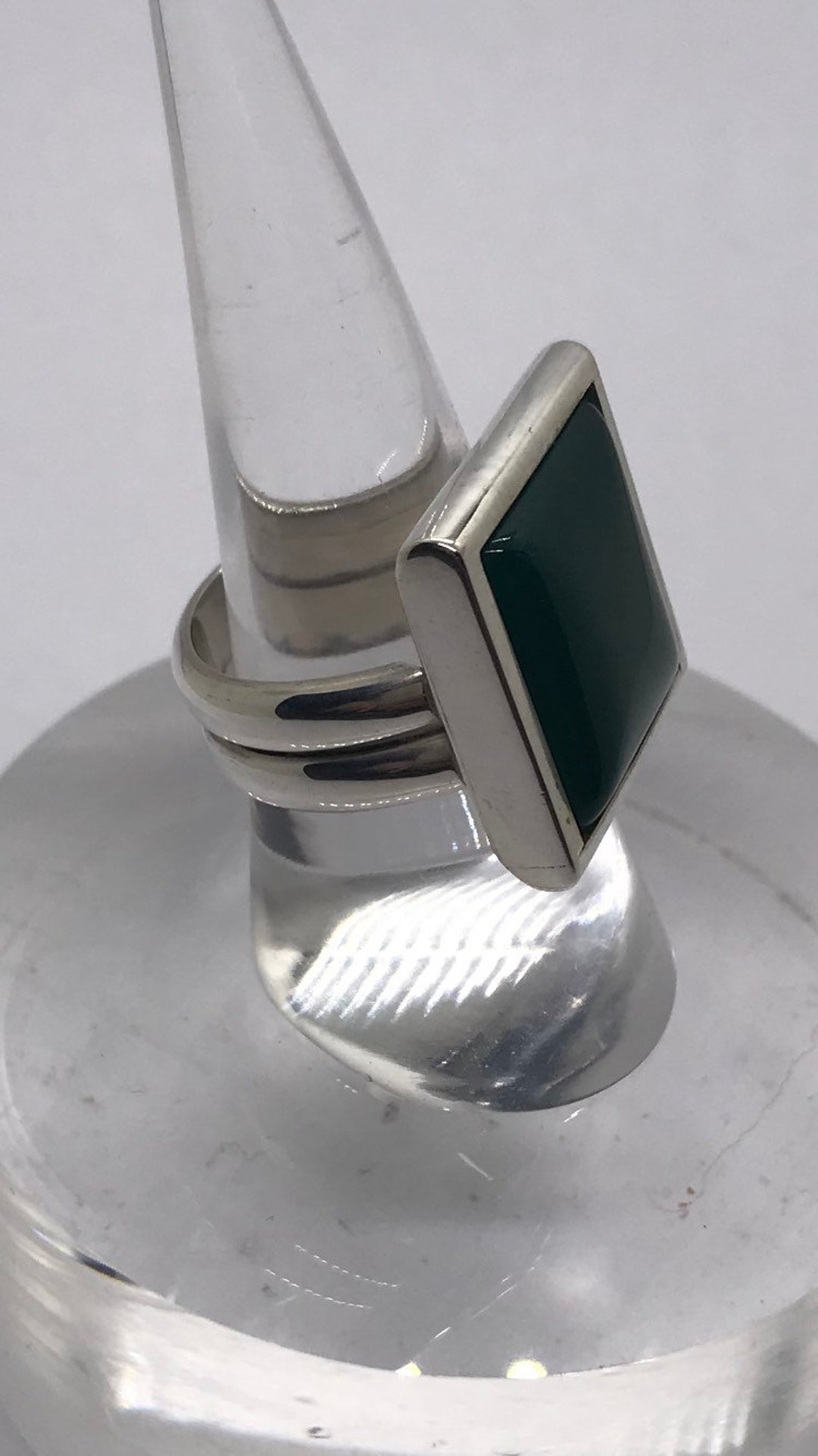 Robust Silver Ring With Jade Gemstone - Etsy UK