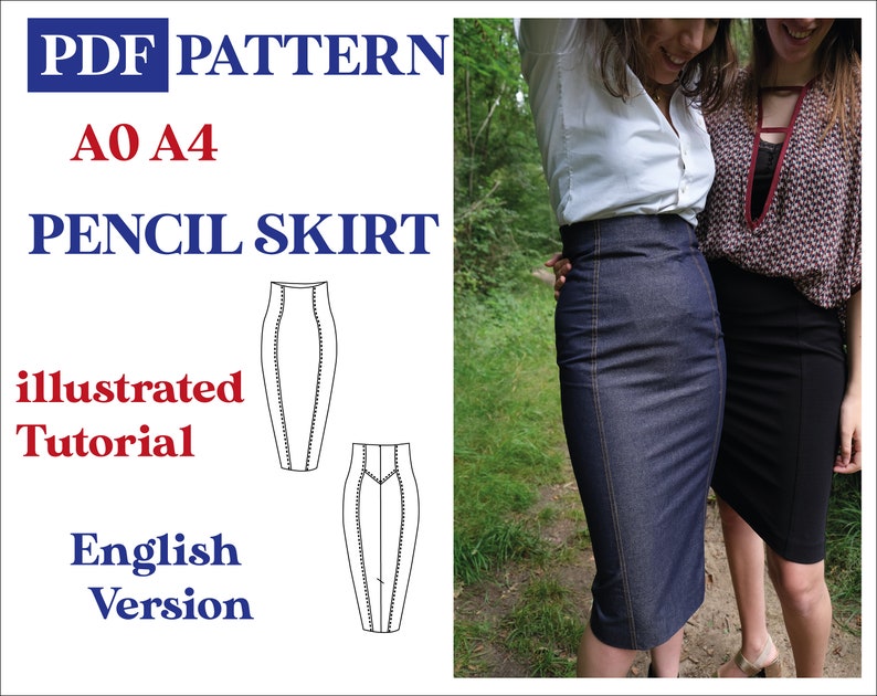 PDF Pencil Skirt Patterninstant Download Patterntrendy - Etsy