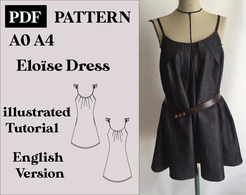 PDF Sewing Pattern Eloise Dress Strap Dress Pattern Slip - Etsy