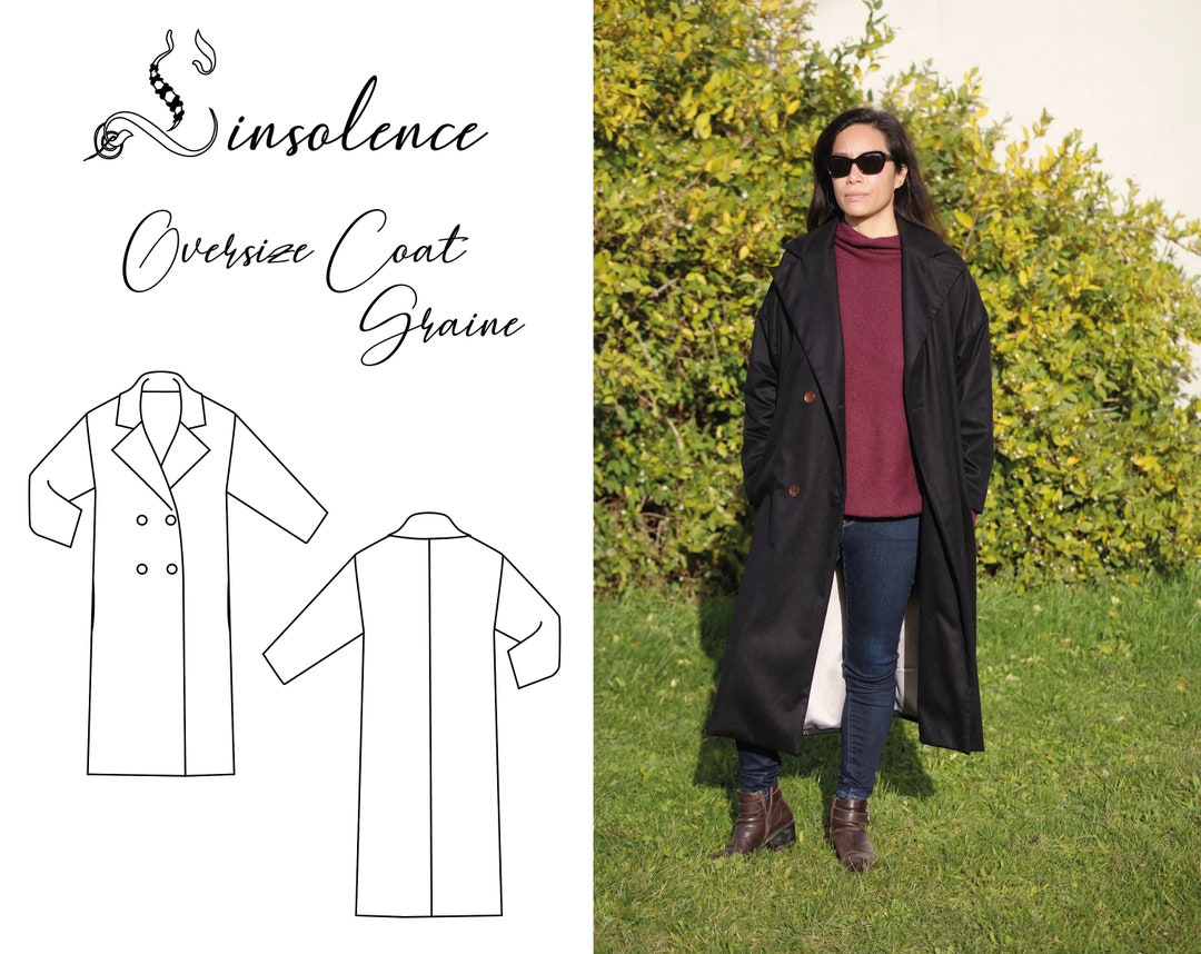 PDF Sewing Pattern Oversize Coat,straight Shape With Tailored Collar ...