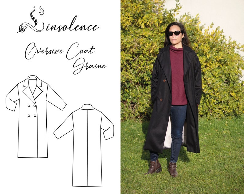 PDF Sewing Pattern Oversize Coat, Straight Shape With Tailored Collar ...