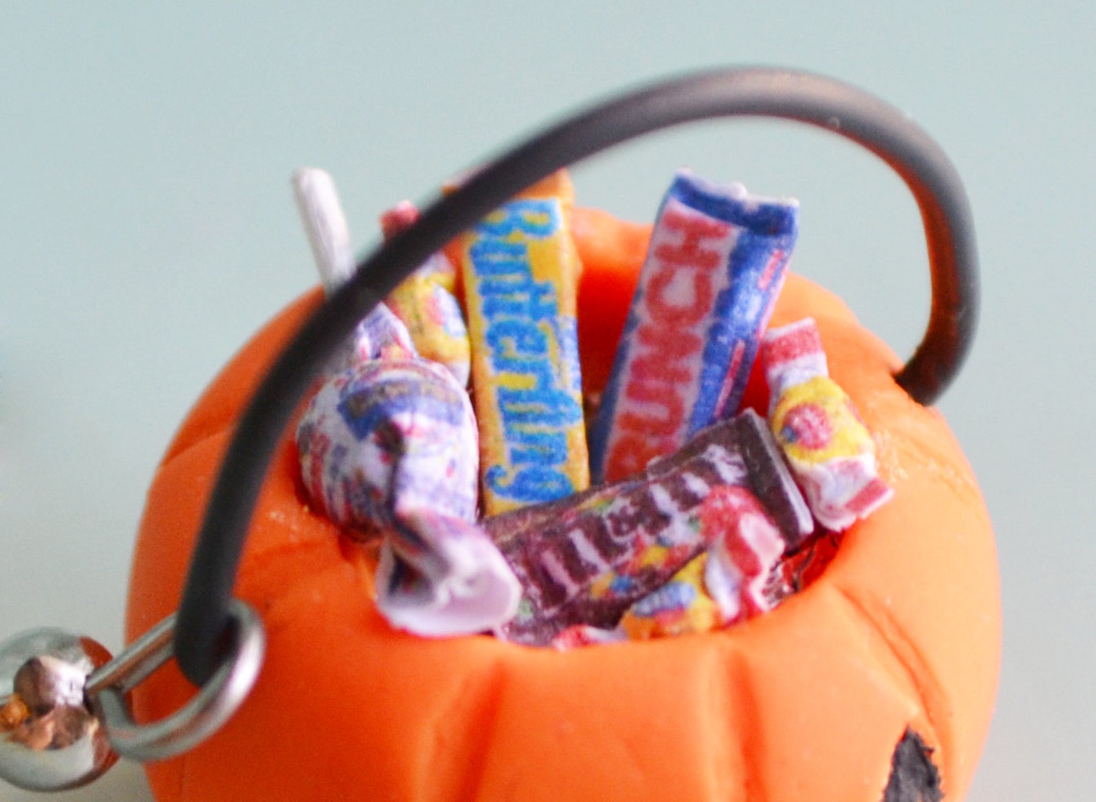 Orange Pumpkin Candy Bucket Halloween Polymer Clay Dangle - Etsy