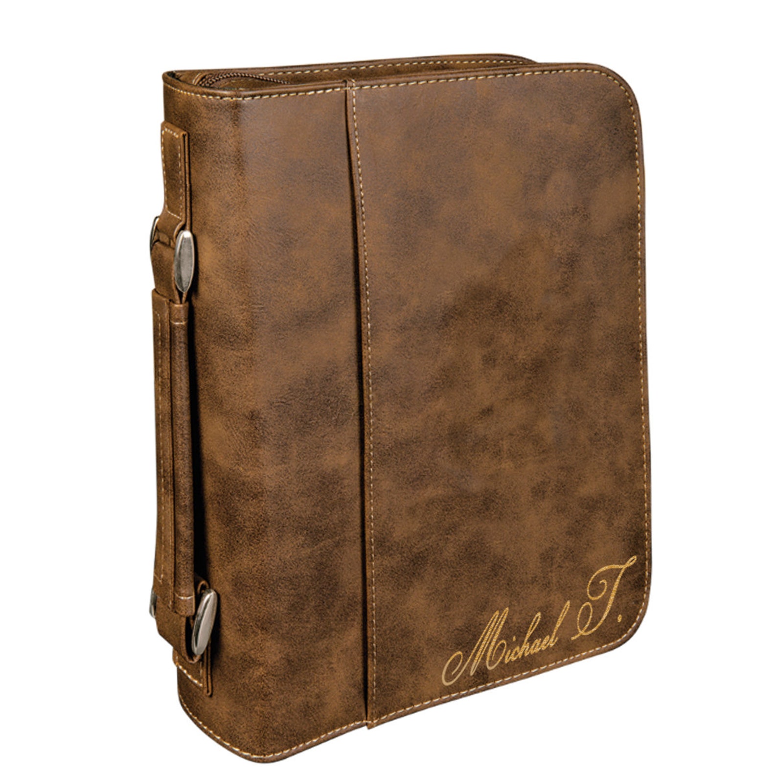 Personalized Large Leatherette Book/bible Cover With Handle and Zipper ...