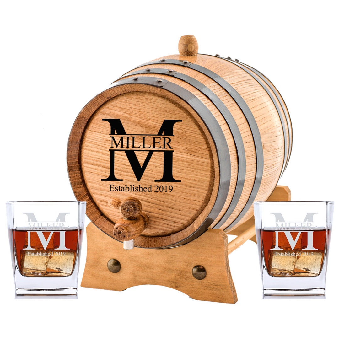 Personalized Oak Aging Barrel & Whiskey Glasses: Home Brewing Kit - Etsy