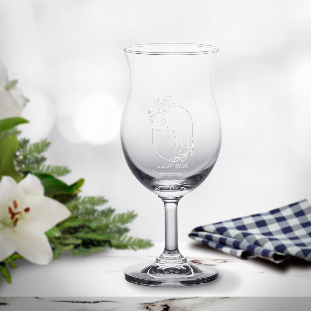 Personalized Wedding Monogram 11 OZ. Hurricane Cocktail Glass - Etsy