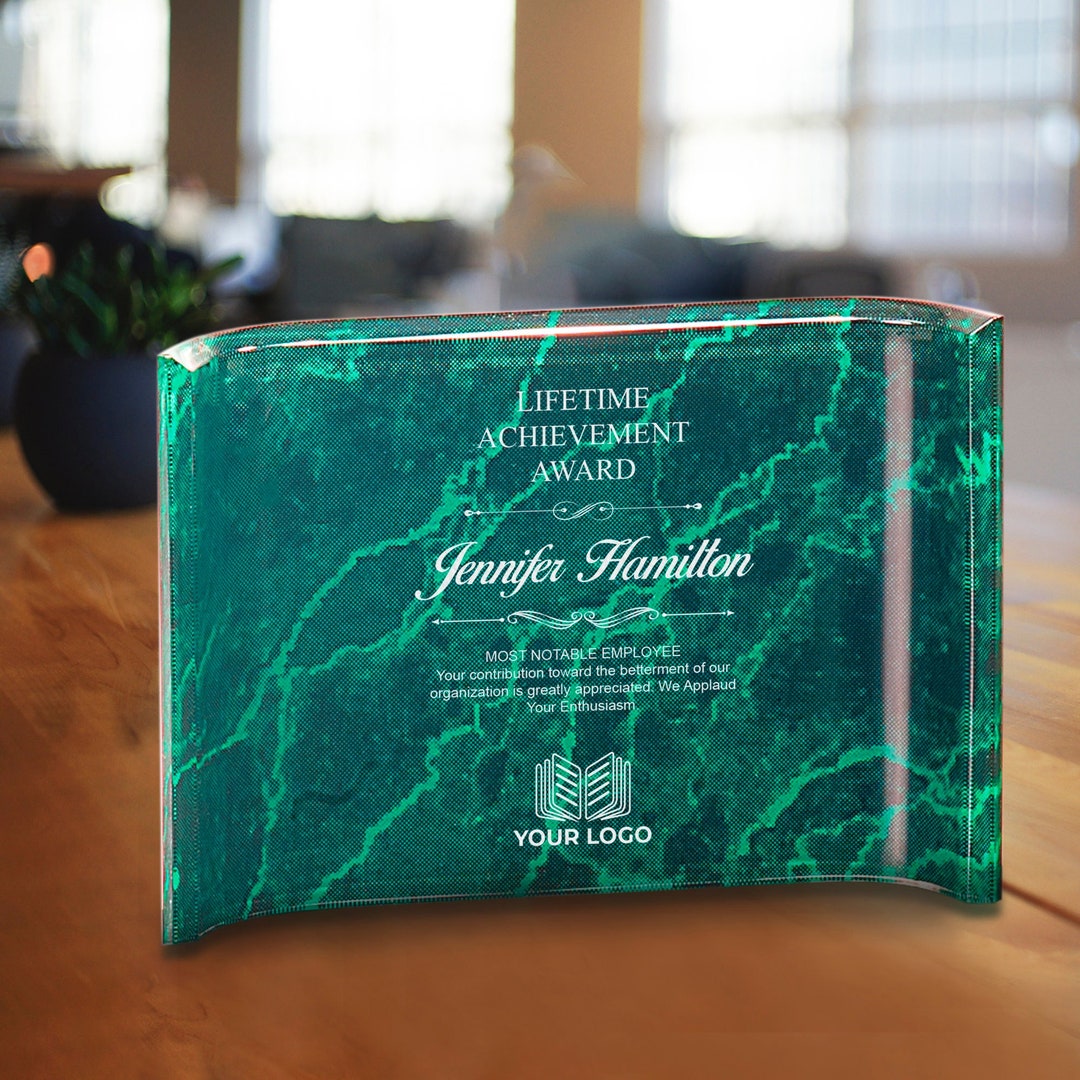 Personalized Marble Acrylic Crescent Award: Custom Laser Engraved ...