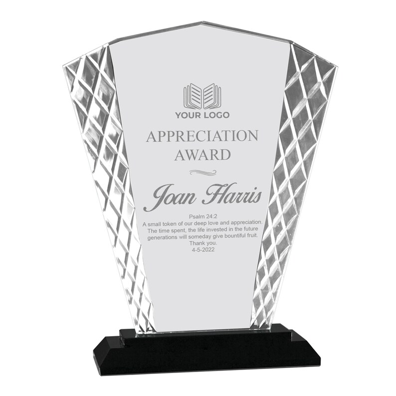 Personalized Fan Glass Award: Custom Laser Engraved Crystal Award (8 X ...