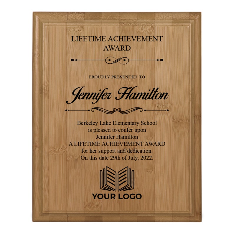 Personalized Bamboo Award Plaque: Custom Laser Engraved Wood - Etsy