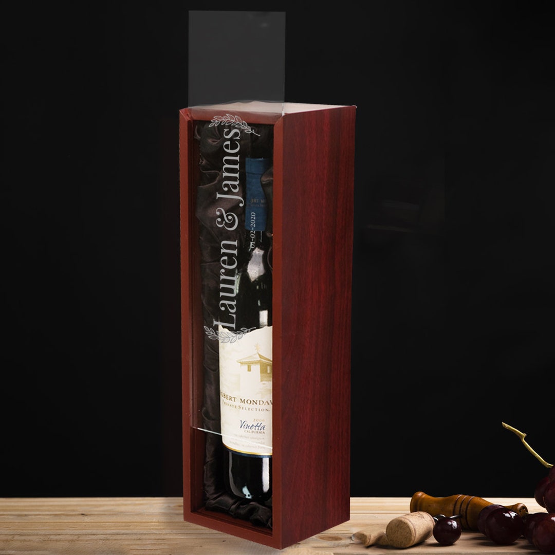 Personalized |rosewood Wine Box With Clear Lid | Wedding Gift ...