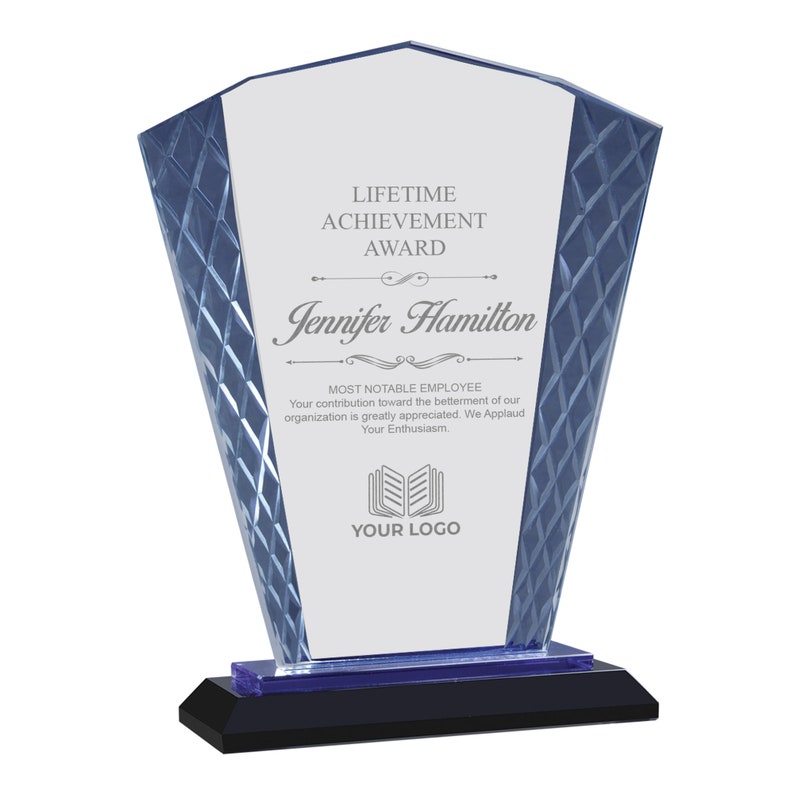 Personalized Fan Glass Award: Custom Laser Engraved Crystal Award (8 X ...