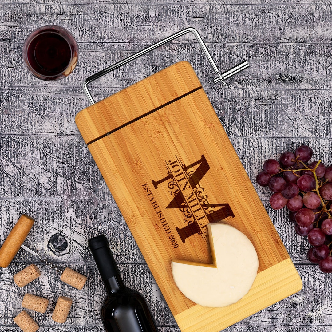 Personalized Royal Monogram Cheese Board With Slicer - Etsy